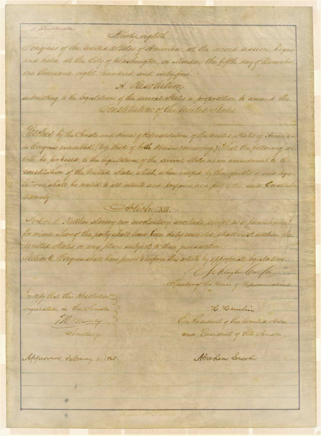 From Slavery to Freedom: The 13th Amendment | National Museum of ...