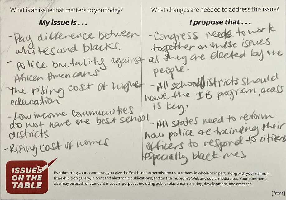 Issues on the Table | National Museum of African American History ...